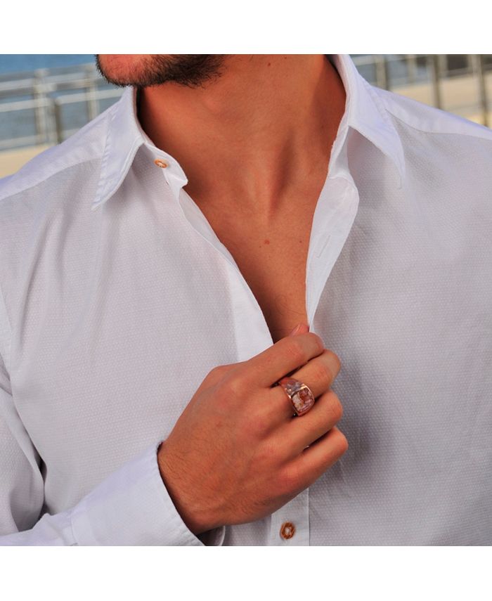 LuvMyJewelry Red Lace Agate Gemstone Hammered Texture Rose Gold Plated ...