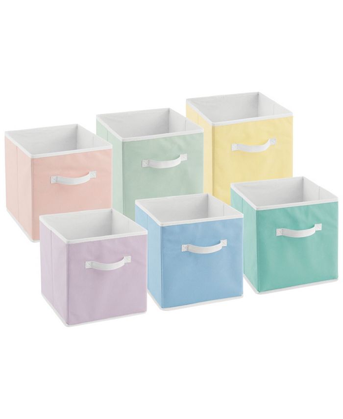 mDesign Small Fabric Organizer Cube Bin with Handle, 6 Pack, Bright ...