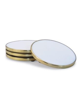 Mascot Hardware Elegant White Resin Brass Ring Coaster Set Of 4 - Macy's