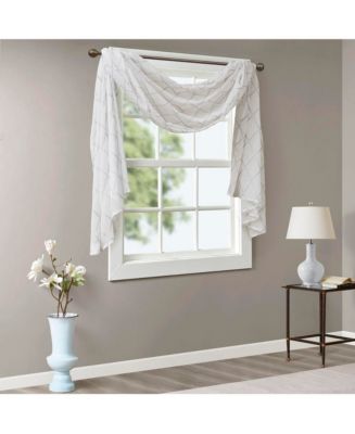 Gracie Mills Irina Diamond Sheer Embroidered Window Scarf Drape ...