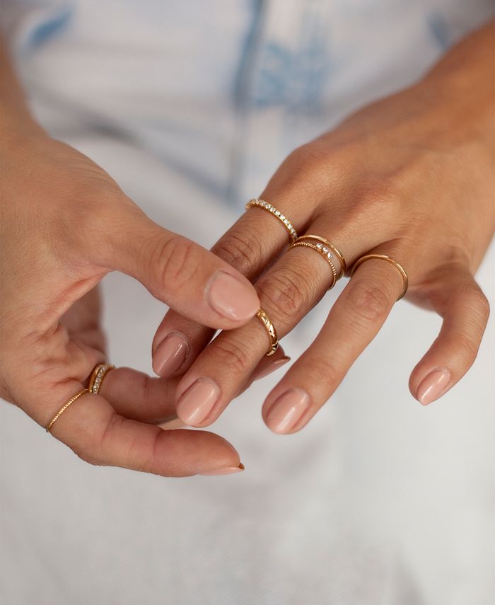 ETTIKA Dainty 18K Gold Plated Stacking Ring Set - Macy's
