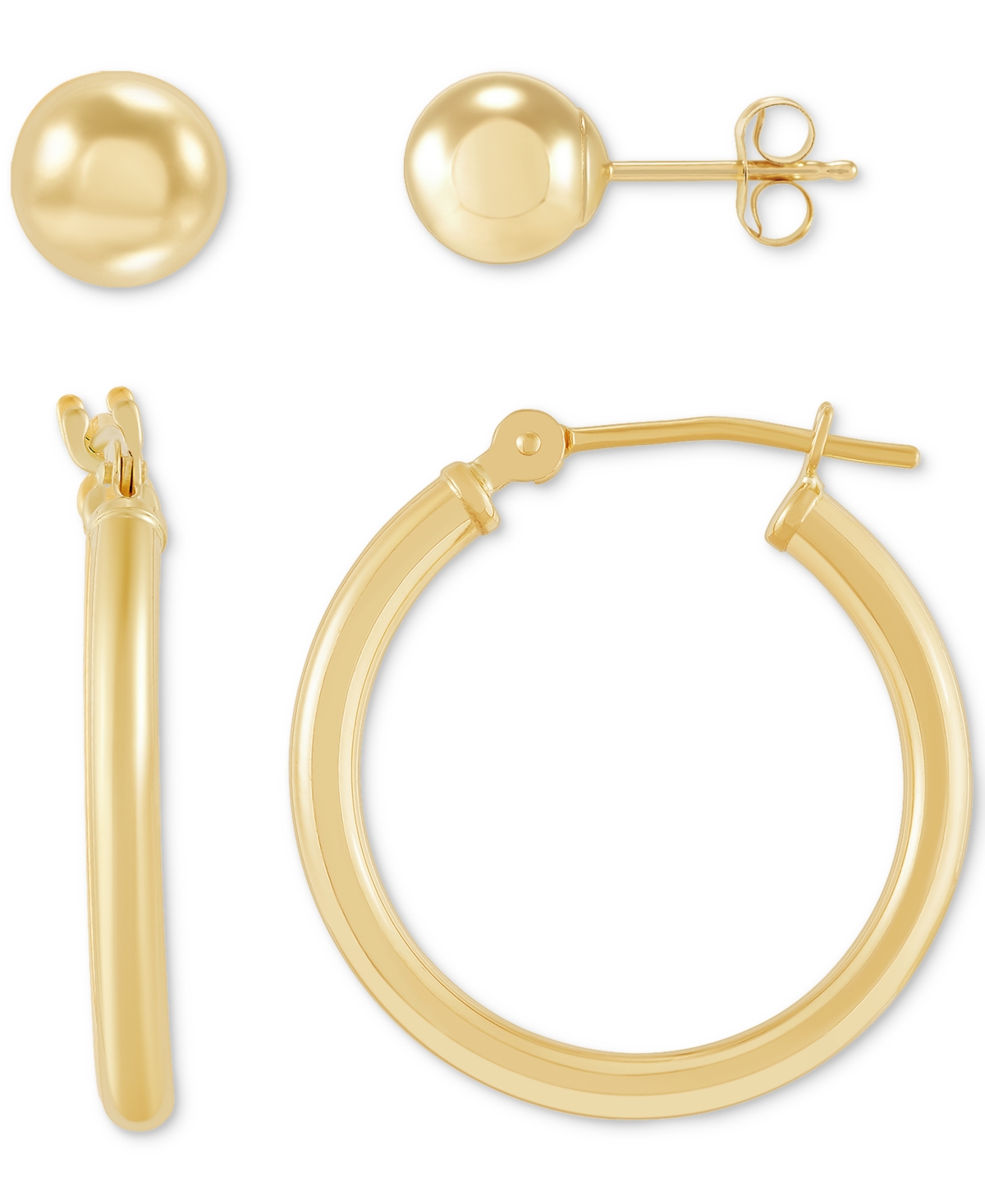 Click here for 2 Pc. Set Polished Stud & Hoop Earrings in 14k Gol... prices