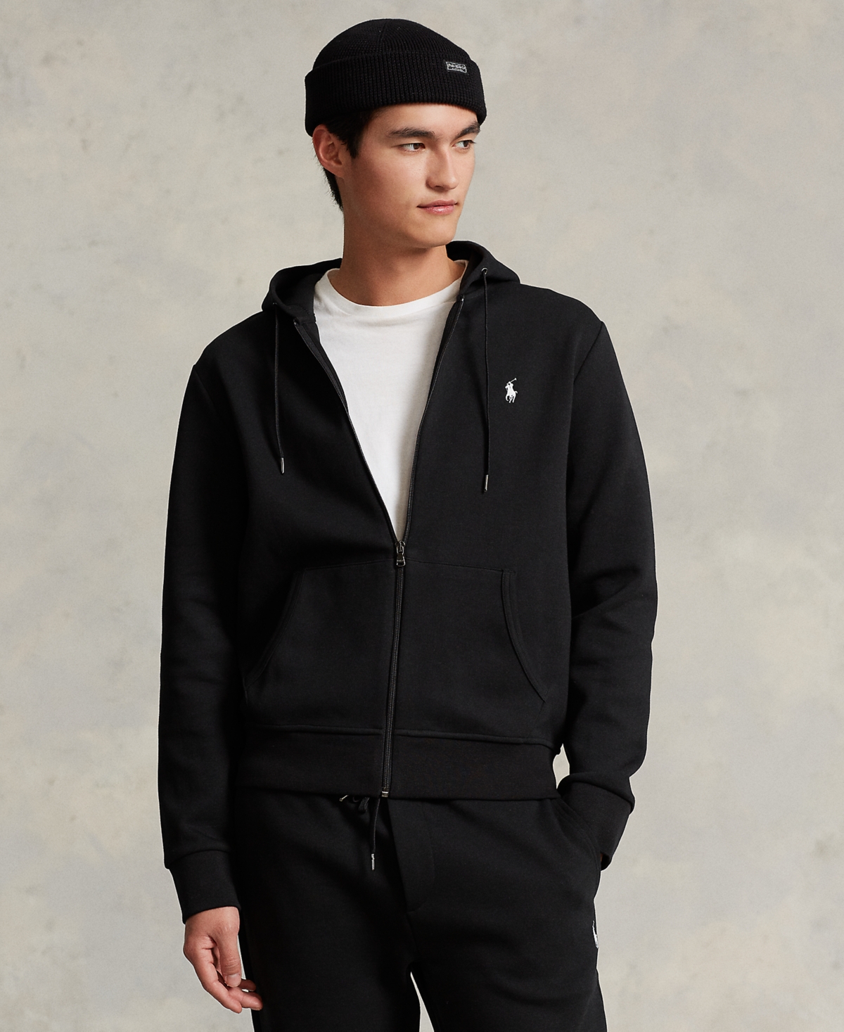 Polo Ralph Lauren Mens Double-Knit Full-Zip Hoodie - Black