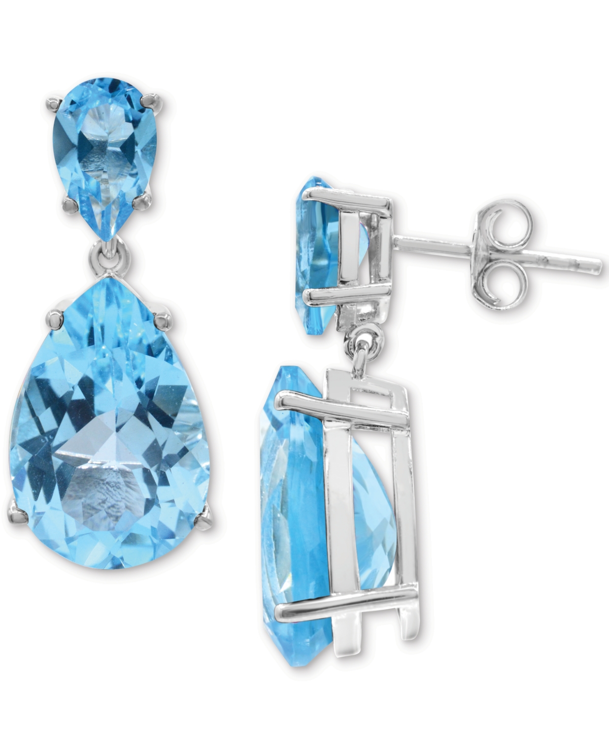 Click here for Womens Drop Earrings in Sterling Silver - Blue Top... prices
