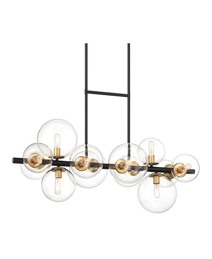 Possini Euro Design Vasa 34"W Matte Black Soft Gold 12-Light Island ...