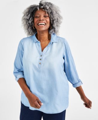 Style & Co Plus Size Perfect Popover Top, Created for Macy's - Macy's