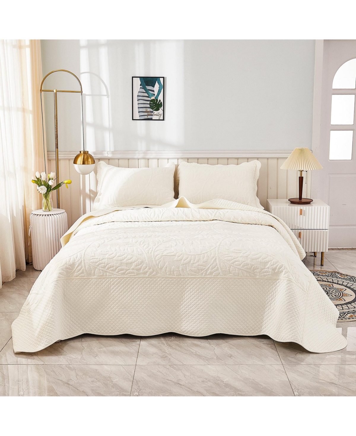 Click here for MarCielo 100 Cotton Oversized Bedspread Quilt Set... prices