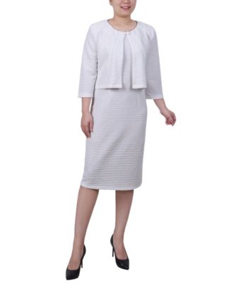 NY Collection Petite Two Piece Jacket and Dress Set - Macy's