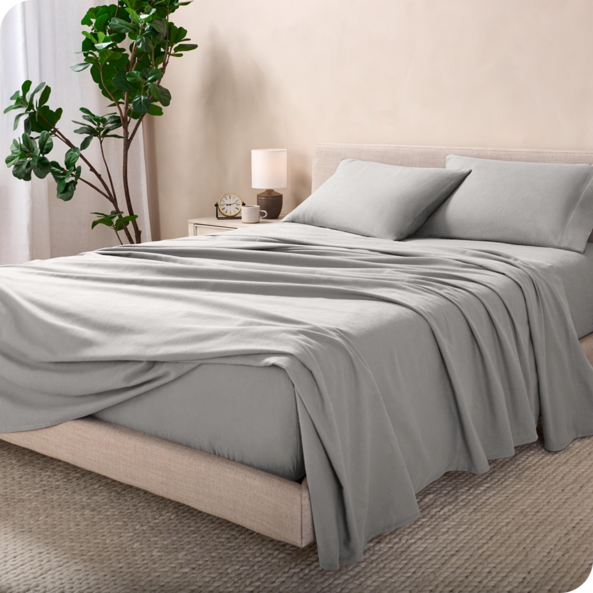 Click here for Bare Home Cotton Flannel Sheet Set - Light grey prices