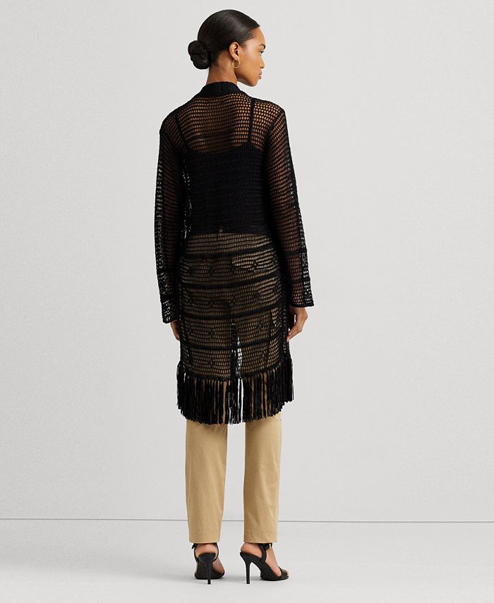 Lauren Ralph Lauren Women's Pointelle-Knit Linen-Blend Cardigan - Macy's