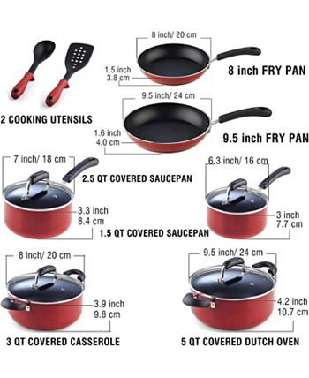 Cook N Home Stay Cool Handle Pattern 12-Piece Nonstick Cookware Set ...