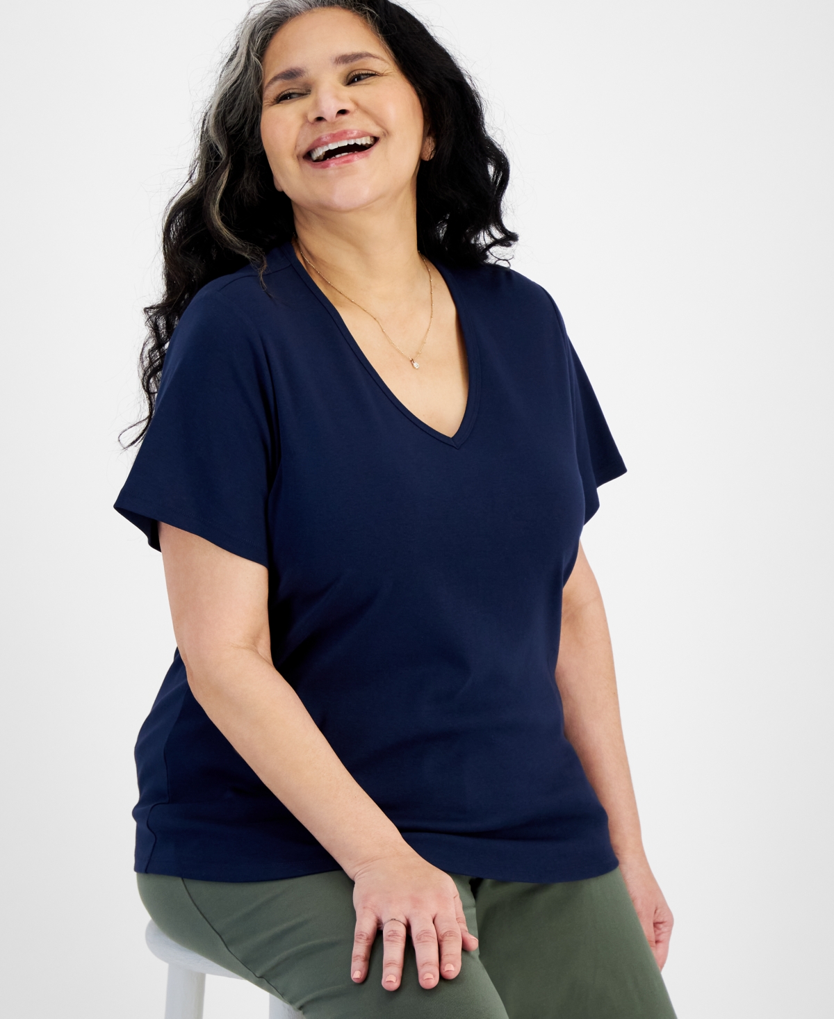 Click here for Style & Co Plus Size Short-Sleeve V-Neck Top  Excl... prices