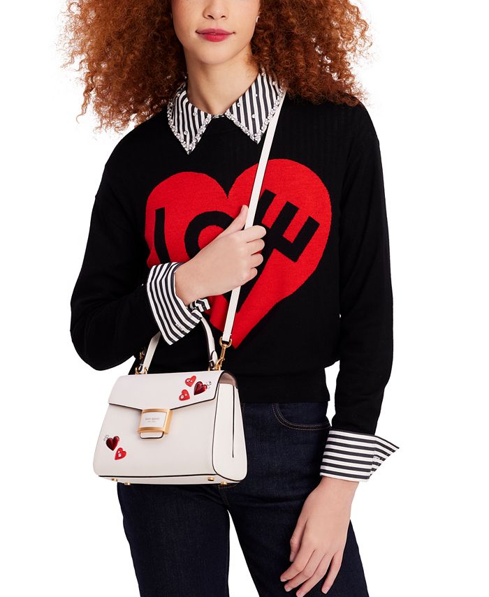 kate spade new york Katy Heart Embellished Textured Leather Top Handle ...