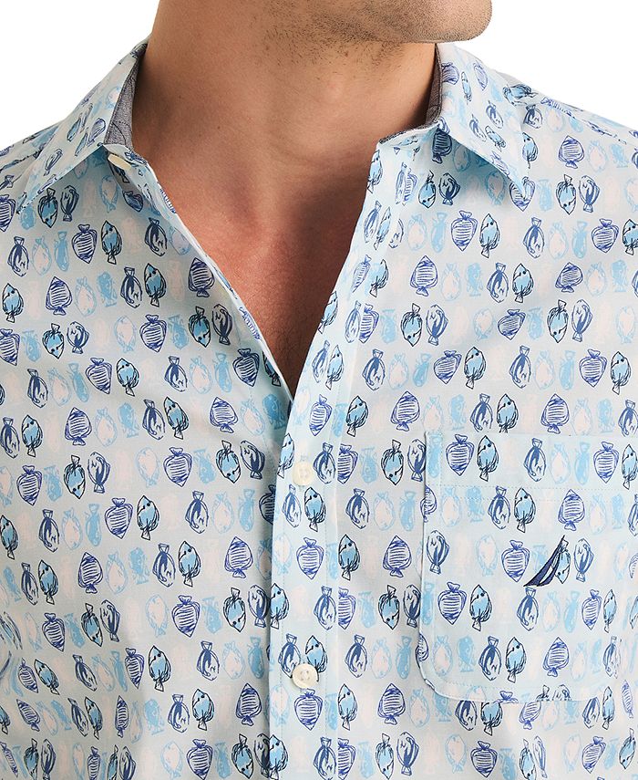 Nautica Men's Classic-Fit Fish-Print Button-Down Shirt - Macy's