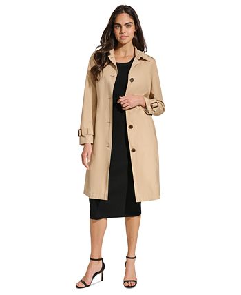 DKNY Women's Single-Breasted Pleated Trench Coat - Macy's