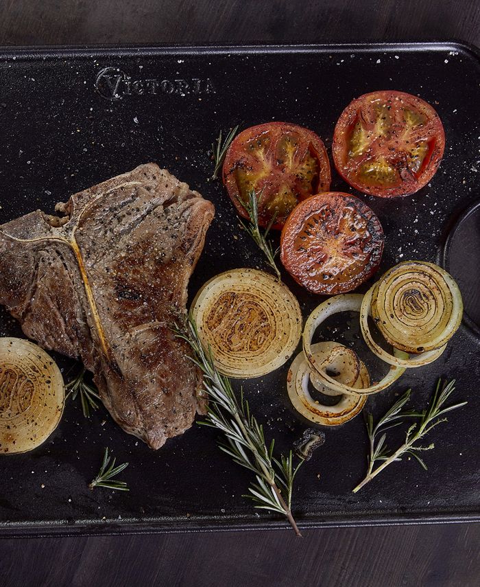 Victoria Large Rectangular Reversible Cast Iron Griddle, Solid, 20" x ...