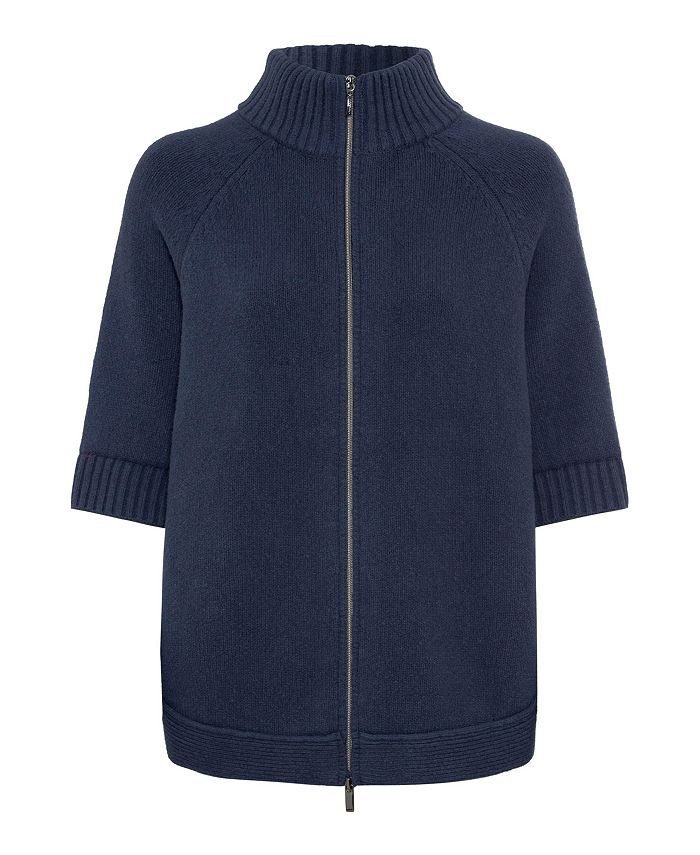 Olsen Women's Elbow Sleeve Cotton Blend Zip Front Cardigan Sweater - Macy's