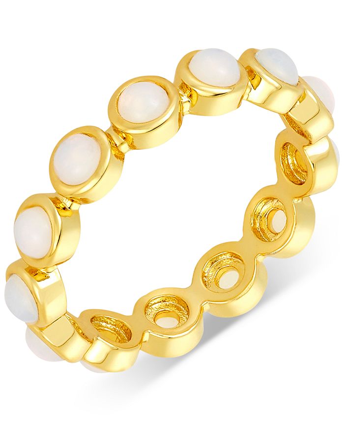 ADORNIA Gold-Tone Bezeled Beaded Eternity Band Ring - Macy's