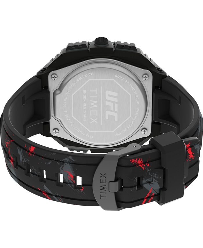Timex UFC Men's Shockxl Digital Black Polyurethane Watch, 50mm - Macy's