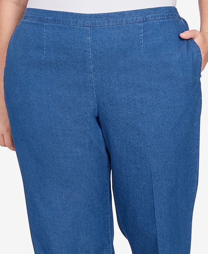 Alfred Dunner Plus Size Lavender Fields Denim Pull On Average Length