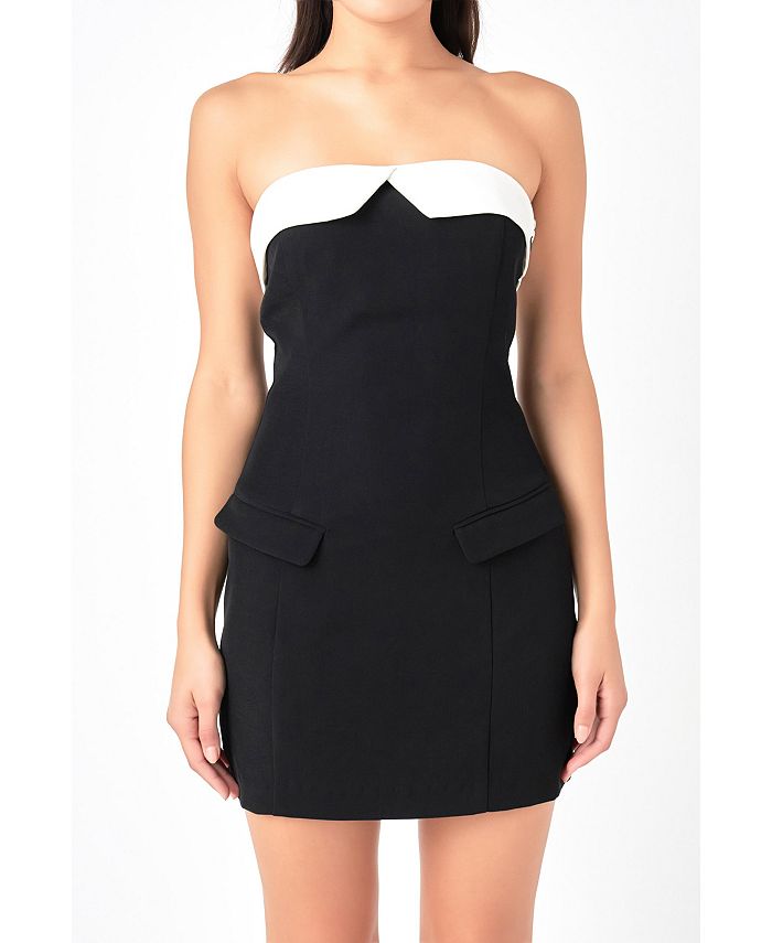 Grey Lab Women's Strapless Contrast Mini Dress - Macy's