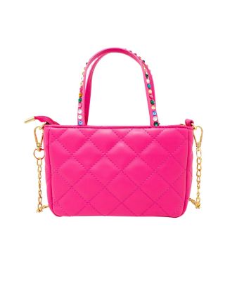 Girl's Hot Pink Quilted Rhinestone Tote Bag - Macy's