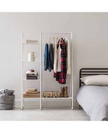 IRIS Metal Garment Rack with Metal Mesh Shelves, White - Macy's