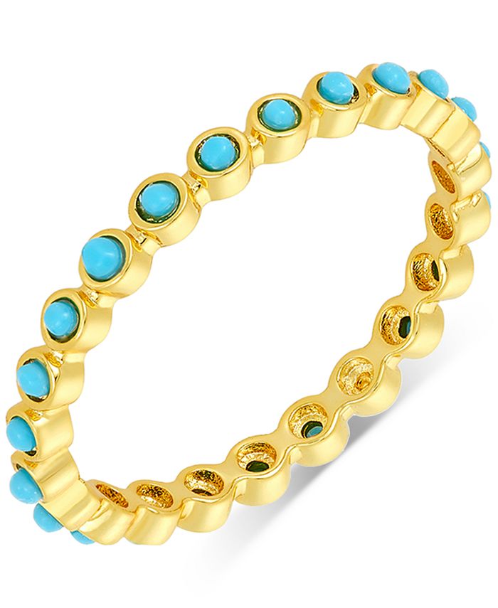 ADORNIA Gold-Tone Bezeled Beaded Eternity Band Ring - Macy's