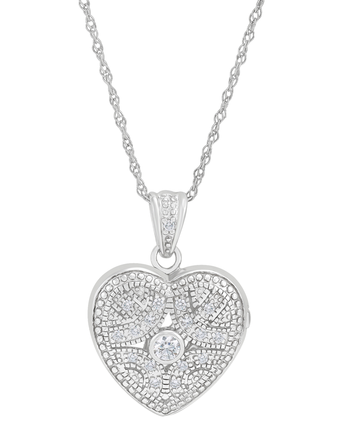 Click here for Cubic Zirconia Heart Locket Pendant Necklace in St... prices