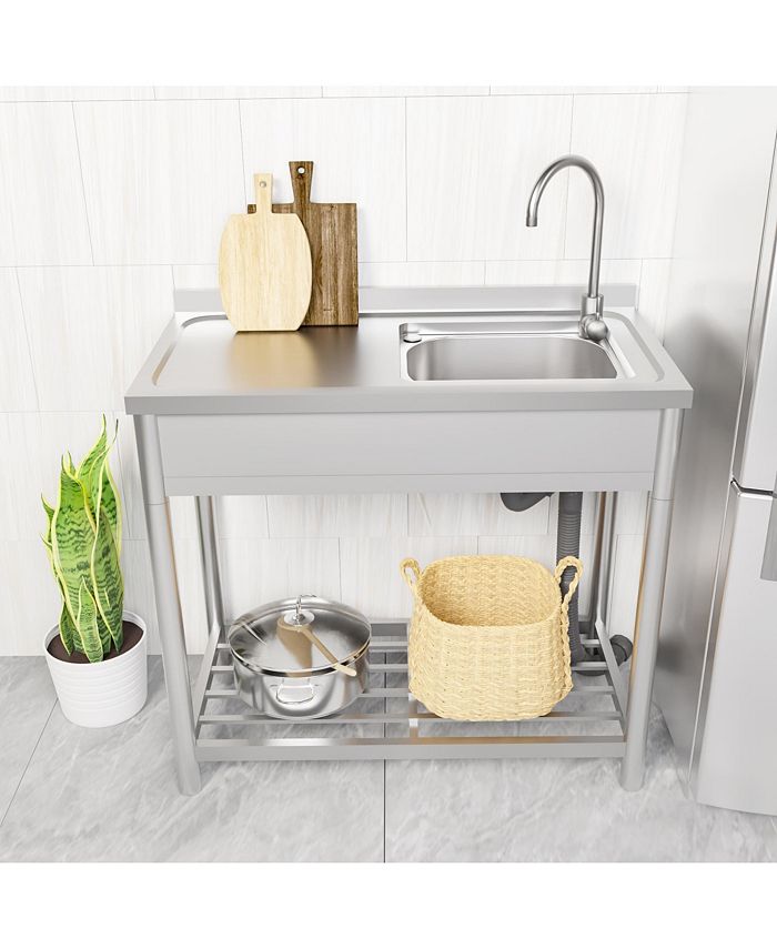 Mega Casa Free Standing Stainless Steel Kitchen Sink with Faucet ...