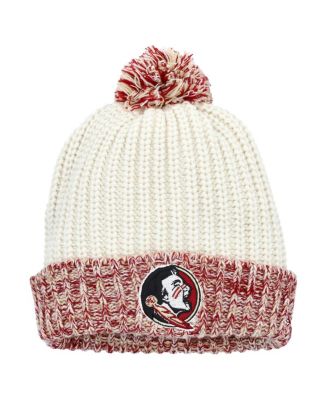 Girls Youth New Era Cream Florida State Seminoles Fresh Cuffed Knit Hat ...