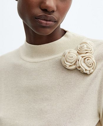 MANGO Women's Flower Detail Lurex Sweater - Macy's