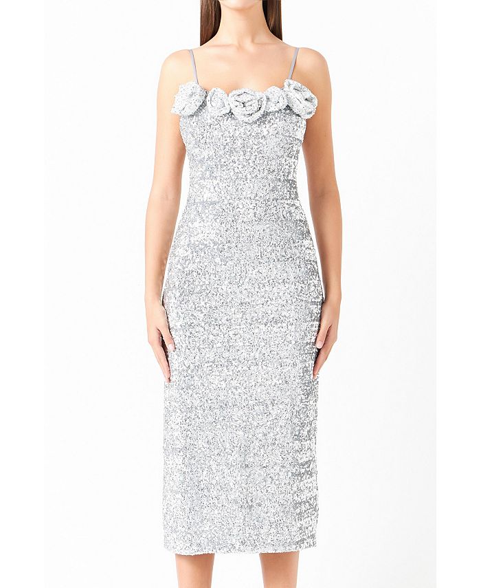 endless rose Women's Sequins Roses Midi Dress - Macy's