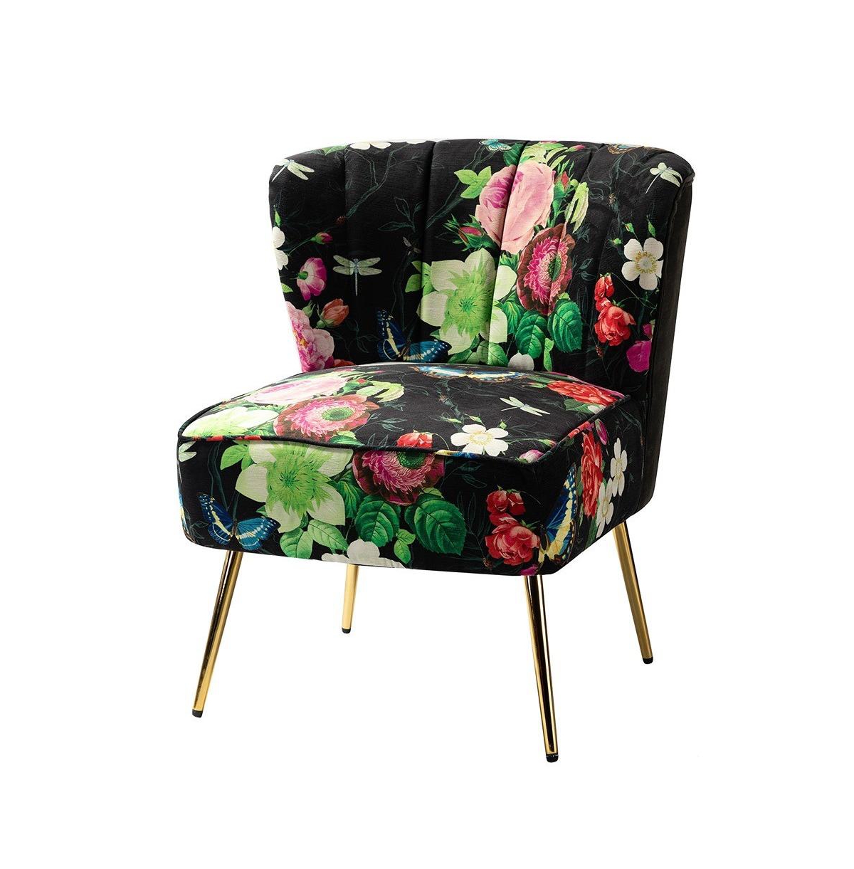 Click here for Tufted Floral Fabric Accent Chair with Gold Metal... prices