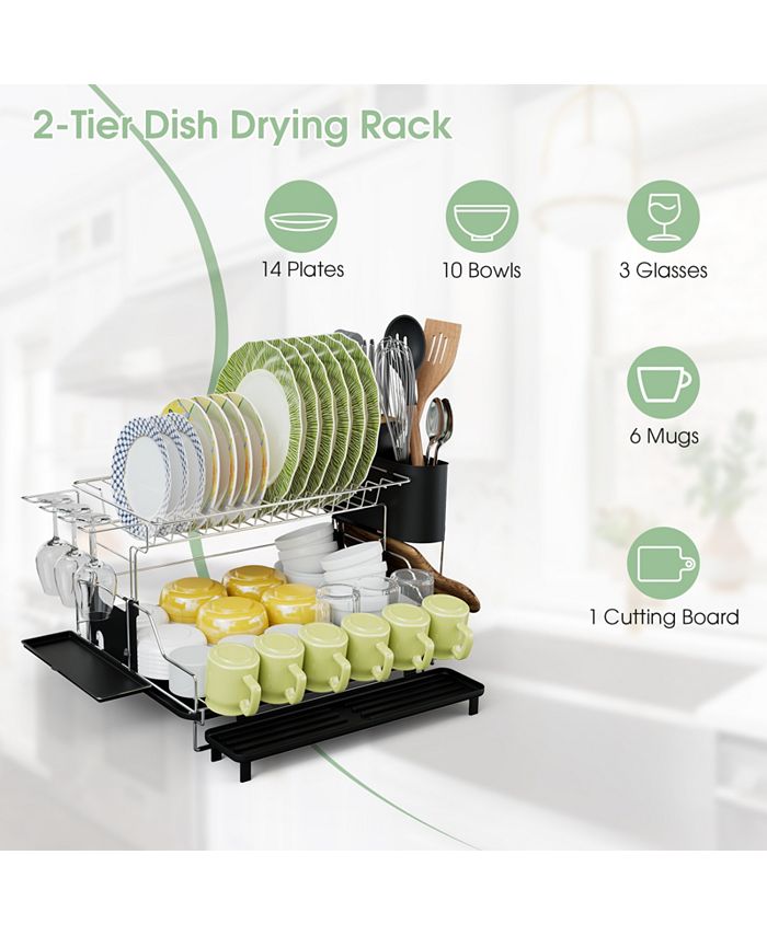 SUGIFT 2-Tier Detachable Dish Drying Rack with Cutlery Holder - Macy's