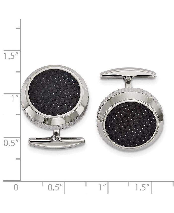 Chisel Stainless Steel Textured Black Carbon Fiber Inlay Cufflinks - Macy's