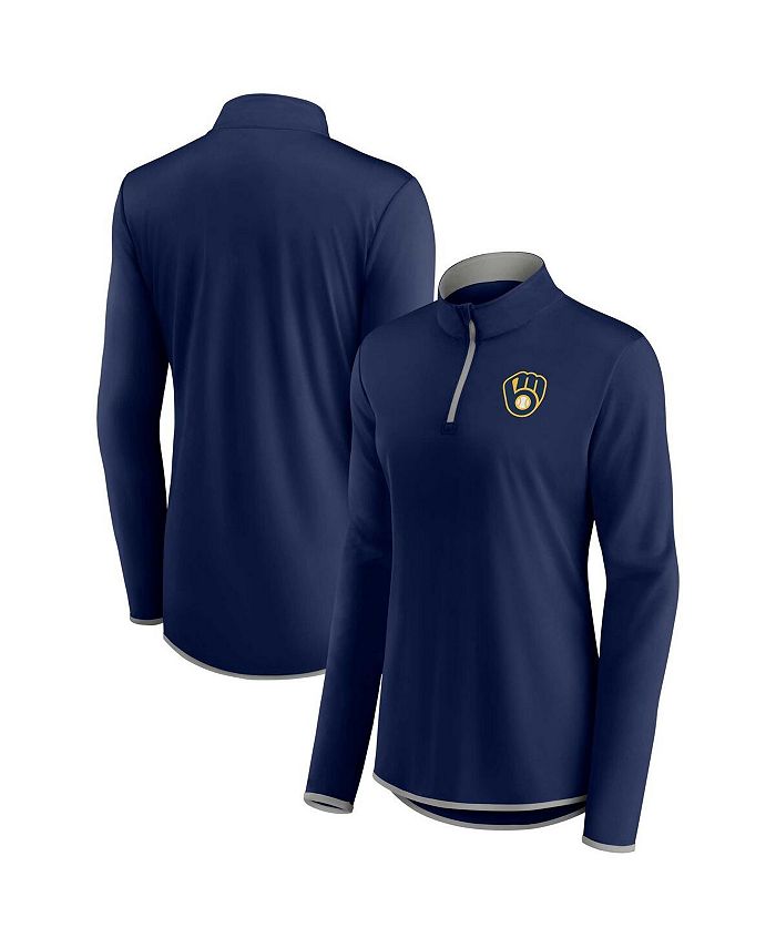 Fanatics Women's Navy Milwaukee Brewers Corner Quarter-Zip Top - Macy's