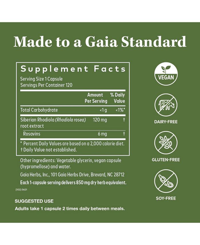 Gaia Herbs Rhodiola Rosea - Stress Support Supplement Traditionally for ...