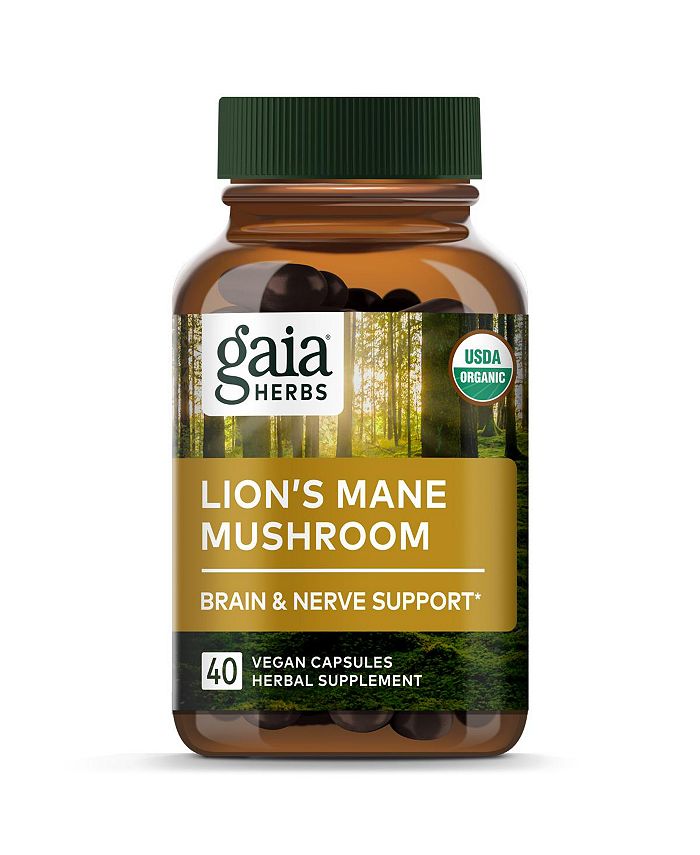 Gaia Herbs Organic Lion's Mane Mushroom - Brain and Nerve Support ...