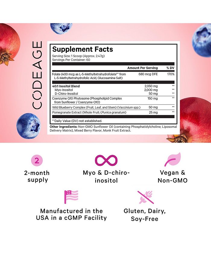 Codeage Liposomal Ovarian Inositol Powder Myo And D Chiro Inositol