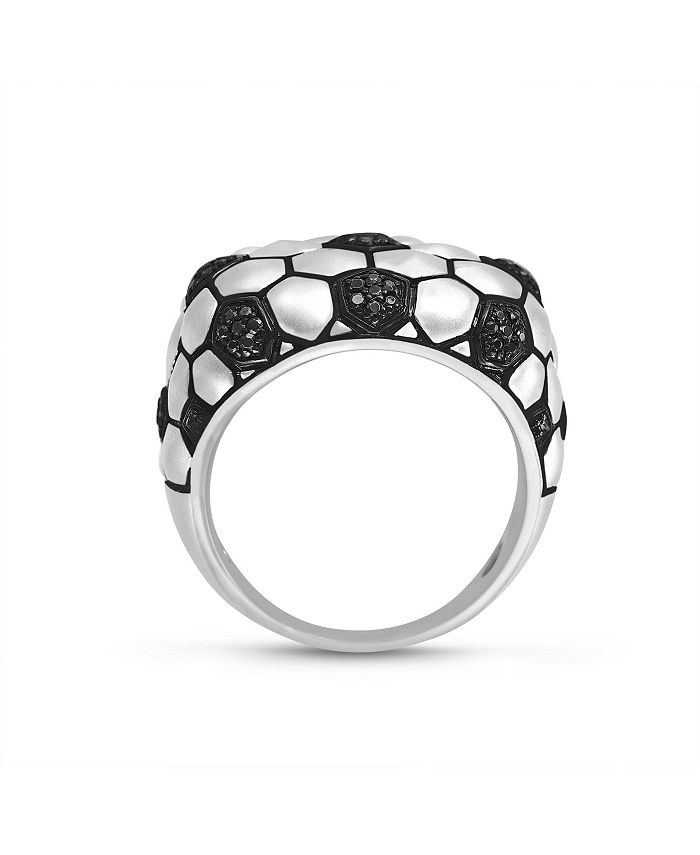 LuvMyJewelry Soccer Football Design Sterling Silver Black Diamond ...
