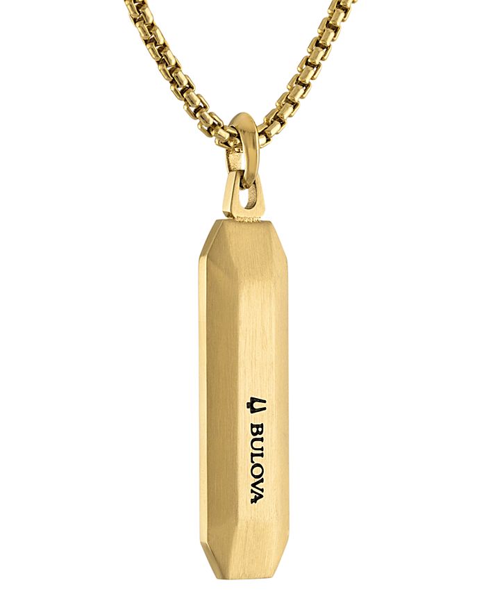 Bulova Stainless Steel Gemstone Pendant Necklace, 24" + 2" extender ...