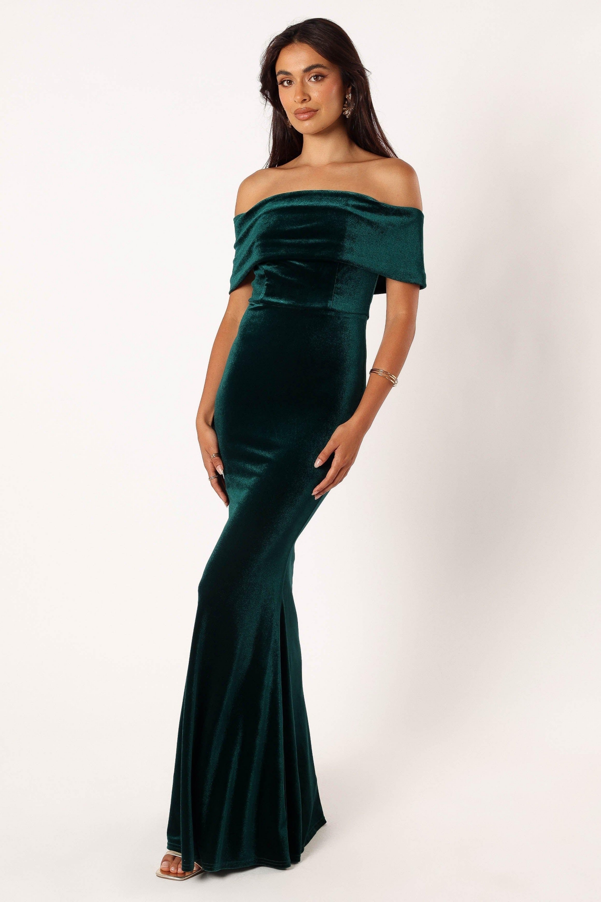 Click here for Womens Adair Off Shoulder Maxi Dress - Emerald Gre... prices