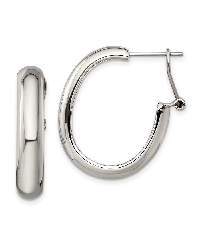 Chisel Stainless Steel Polished Omega Back Hoop Earrings - Macy's