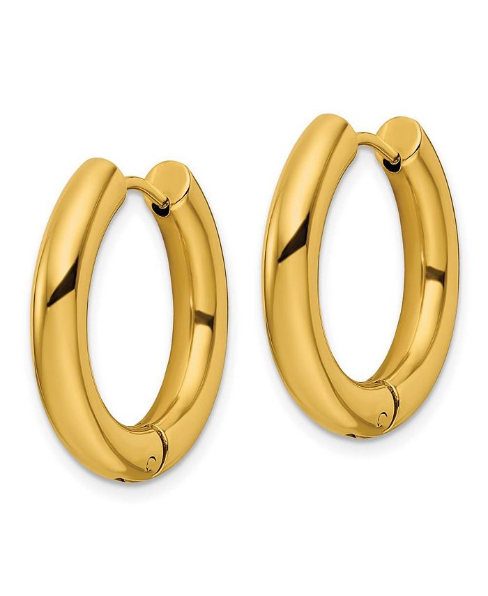 Chisel Stainless Steel Polished Yellow plated Hinged Hoop Earrings - Macy's