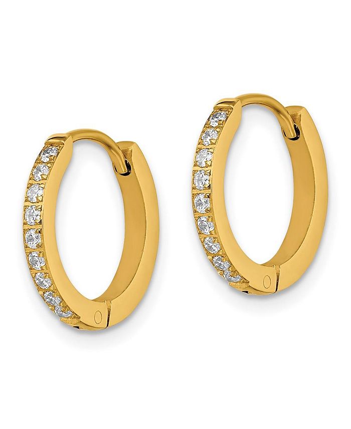 Chisel Stainless Steel Yellow plated Crystal Hinged Hoop Earrings - Macy's