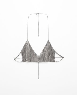 MANGO Women's Metallic Mesh Bra - Macy's