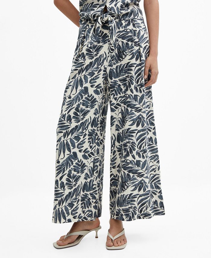 MANGO Women's Pleated Linen Pants - Macy's