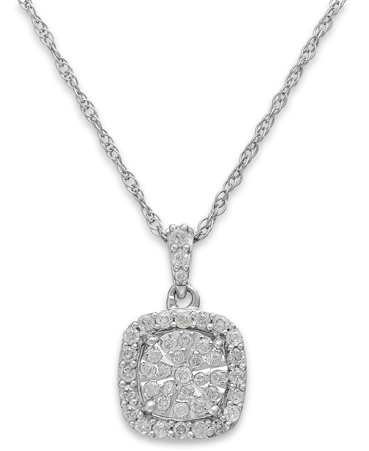 Click here for Diamond Cushion Pendant Necklace in Sterling Silve... prices