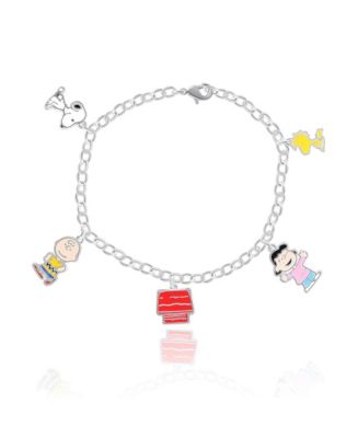 Peanuts Snoopy and Friends Silver Flash Plated Charm Gift Bracelet, 7.5 ...